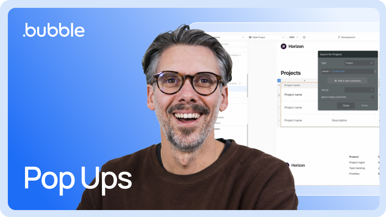Program popups (Lesson 3.5) | Bubble